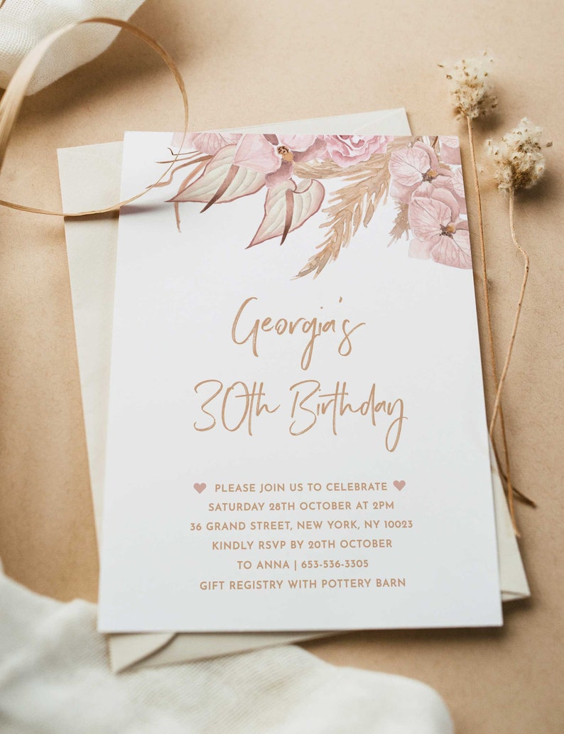 Boho 30th Birthday Invitation Instant Download, Boho Birthday ...