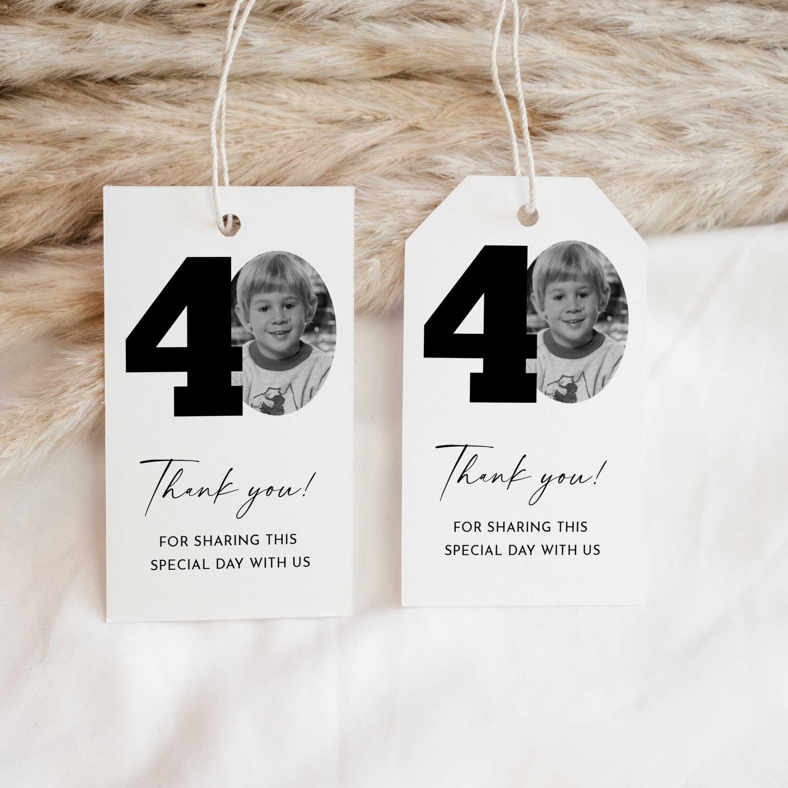 40th Thank You Tags, 40th Birthday Favor Tags, Look Who's 40, Simple ...