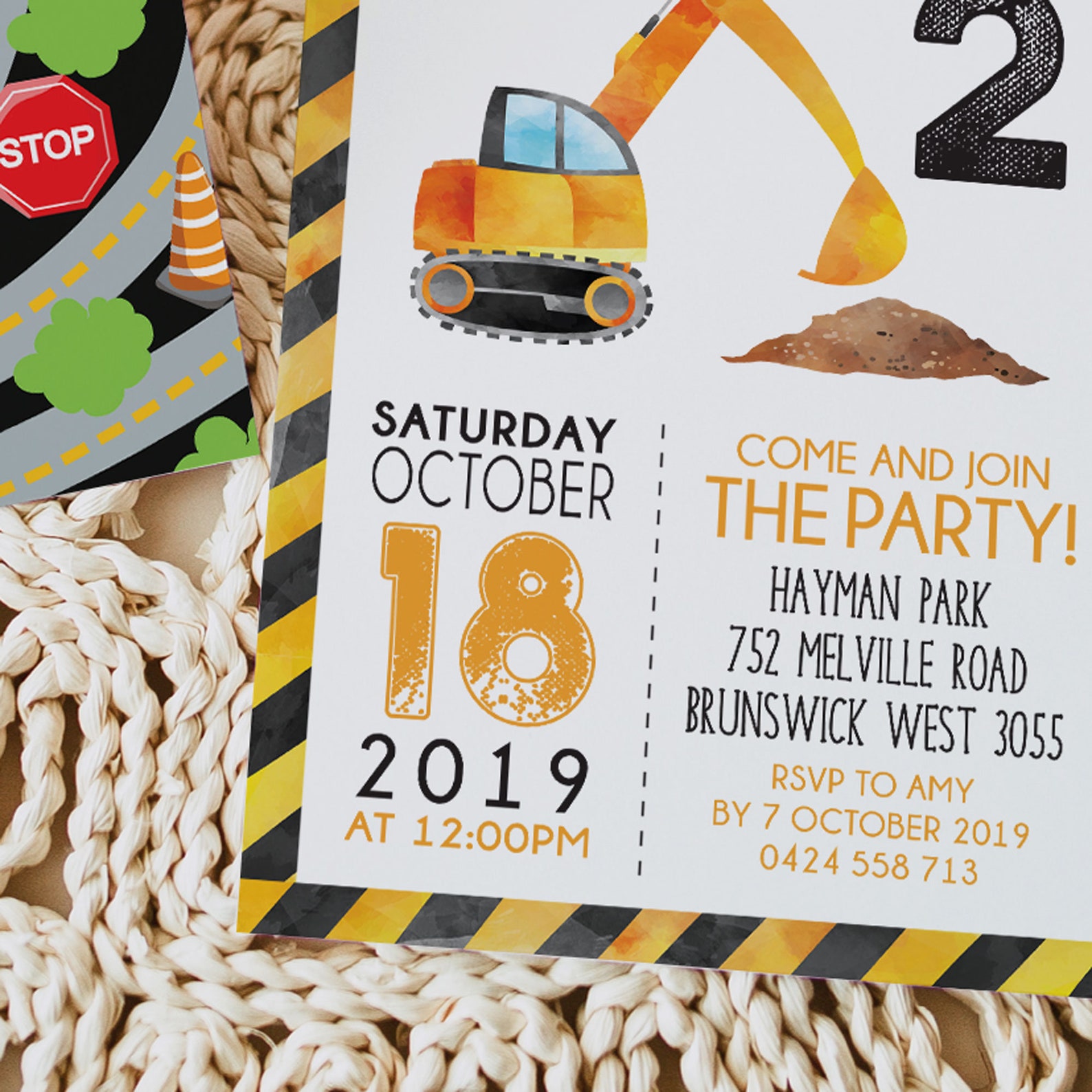 Construction Party Invitation, Construction Birthday Invitation, Under ...