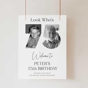 75th Birthday Welcome Sign, Look Who's 75 Sign, 75th Birthday Poster - Etsy