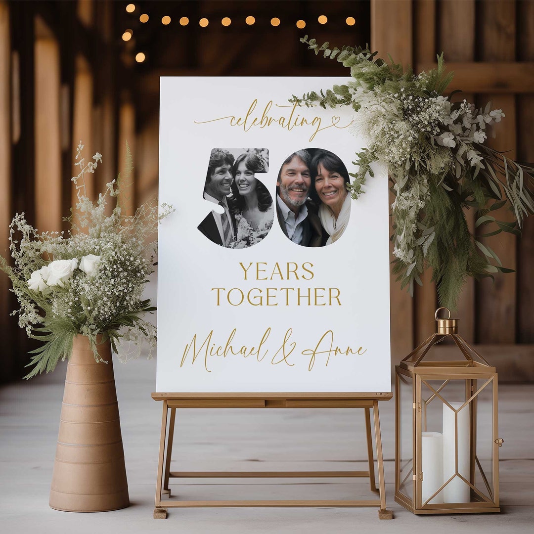 50th Wedding Anniversary Welcome Sign Board, 50th Anniversary Signature ...