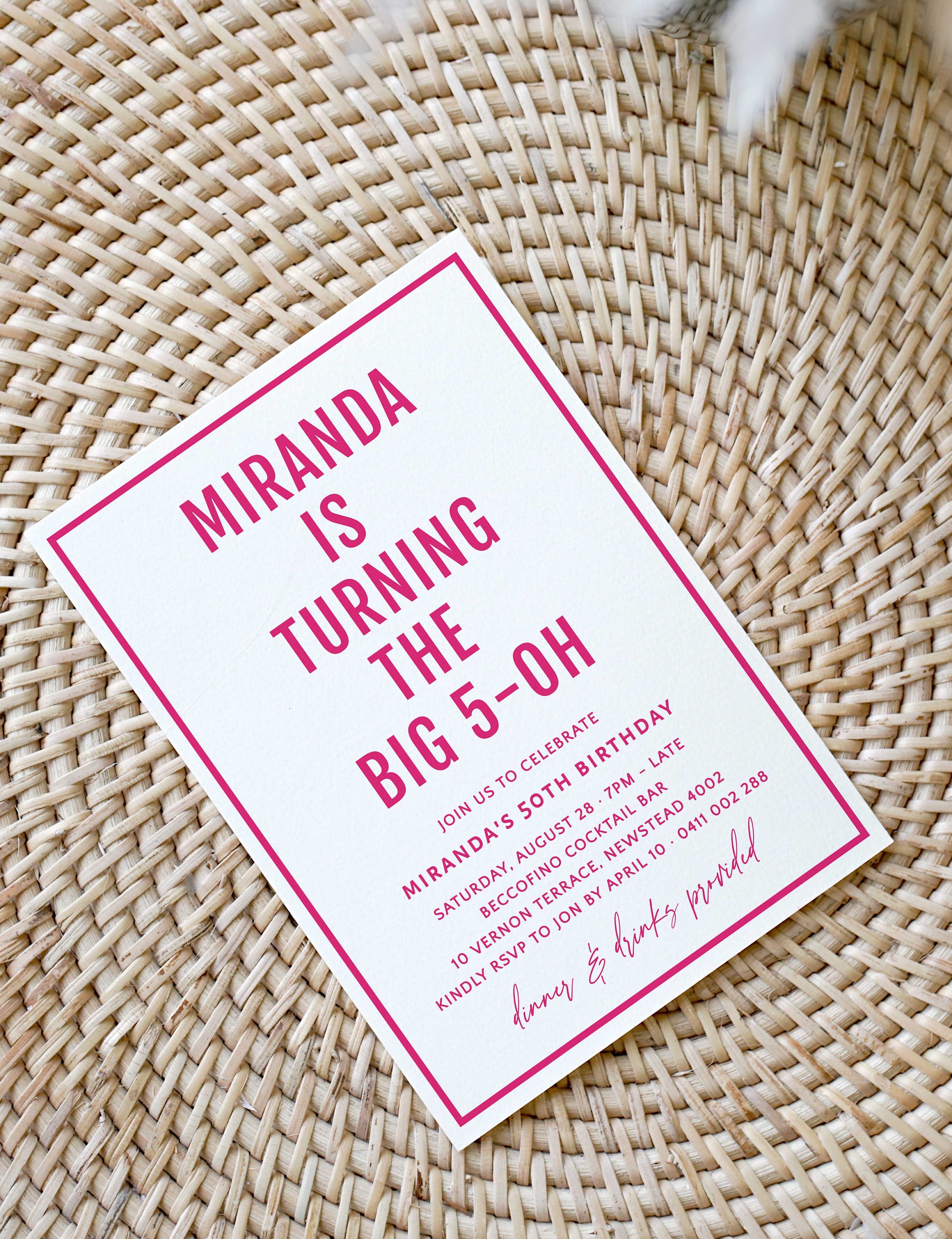 Pink 50th Invitation Big 5-OH 50th Invitations Big 5-0 - Etsy