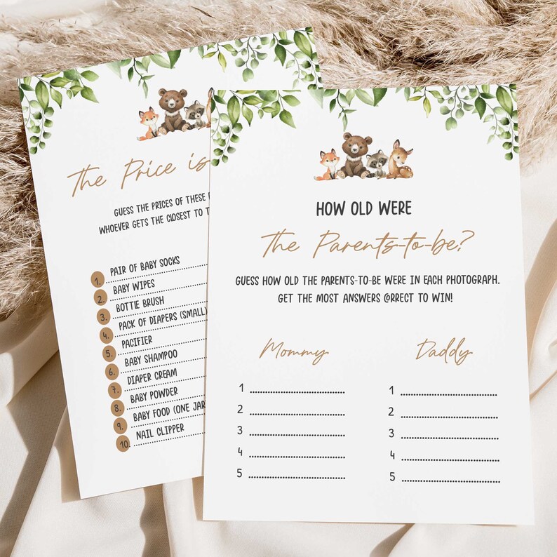 Woodland Baby Shower Games Bundle Woodland Baby Shower Game - Etsy