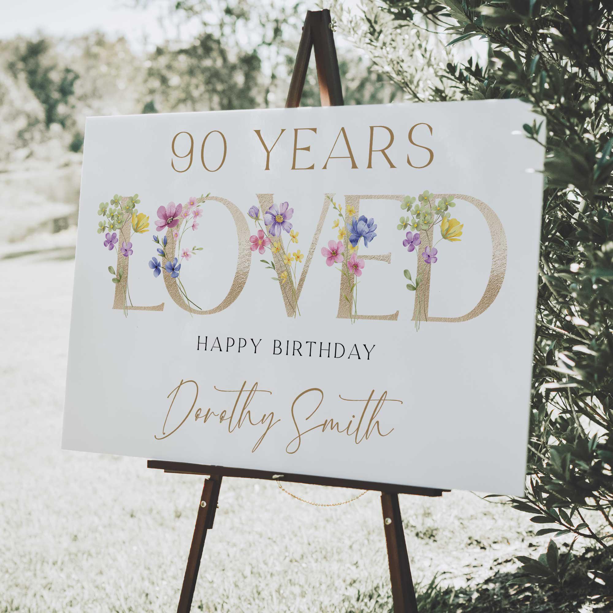 90 Years Loved, 90th Birthday Party Welcome Sign, 90th Birthday Party ...
