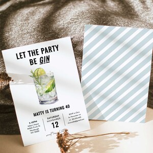 40th Invitation, 40th Gin, Birthday 40th Invite, Cocktail Party ...