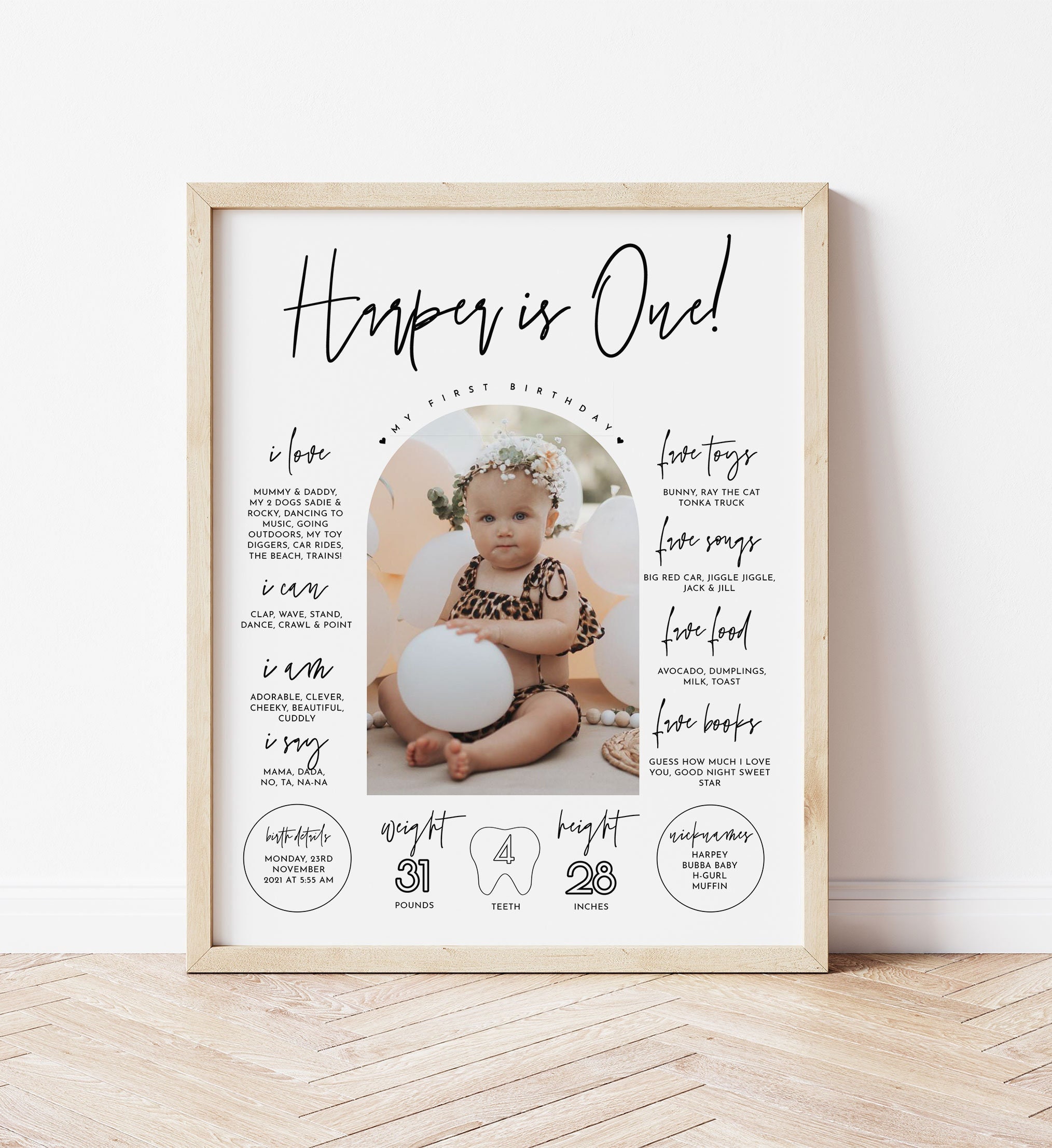 Baby's First Year Milestone Board Template Fully - Etsy