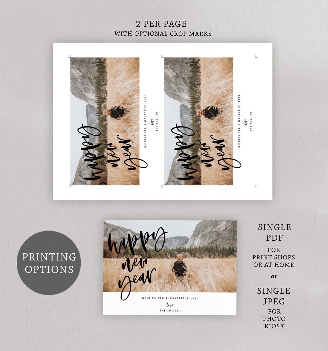 EDITABLE Happy New Year Cards With Photo, Happy New Year Card Template ...