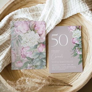 50th Birthday Invitation for Women, Feminine 50th Invitation, 50th ...
