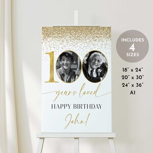100 Years Loved Sign for Men, 100th Birthday Welcome Sign for Male ...