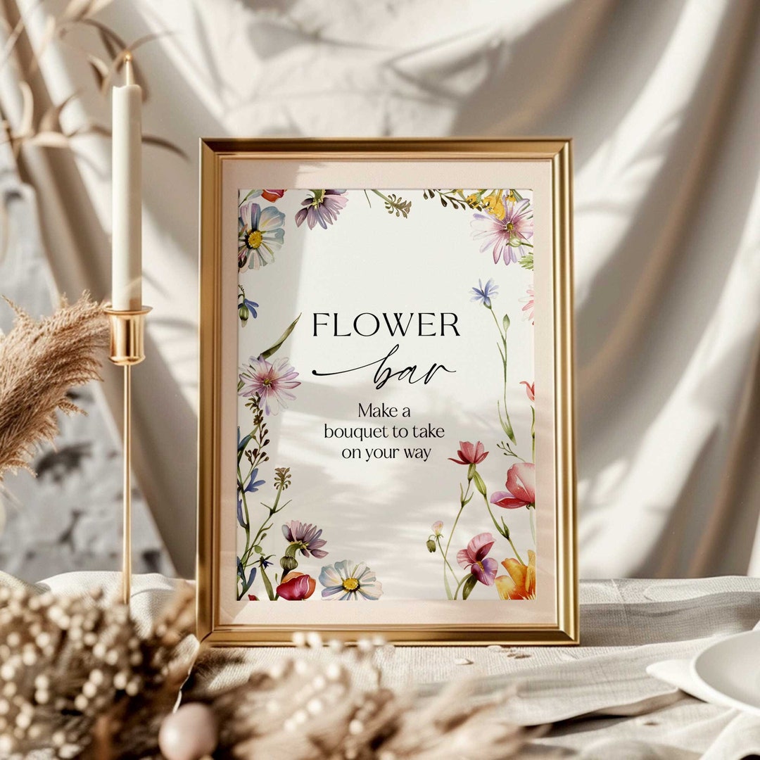 Flower Bar Printable Sign, Baby Shower Flower Bar Sign, Floral Bridal ...