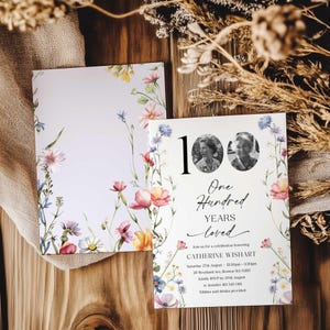 100th Birthday Invitation With Photo, 100 Years Loved Digital Birthday ...