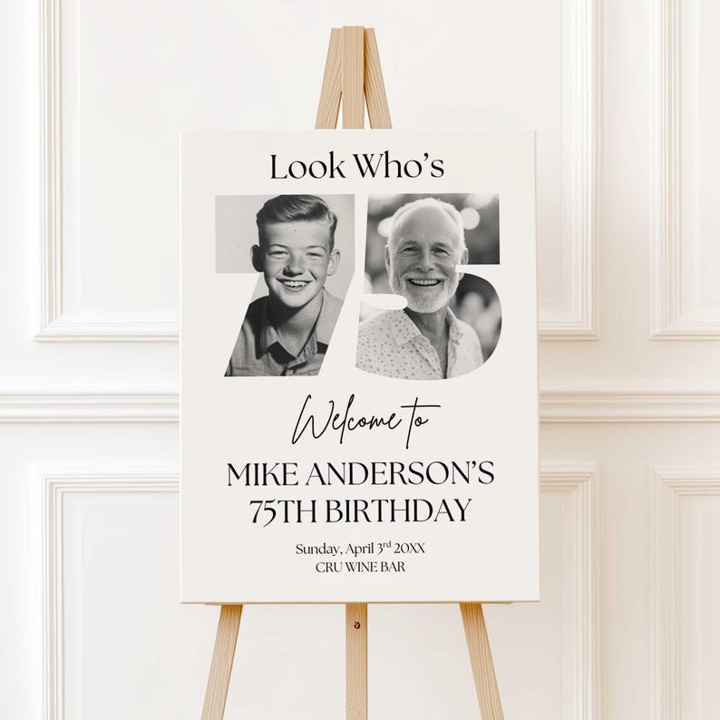 75th Birthday Welcome Sign, Look Who's 75 Sign, 75th Birthday Poster ...