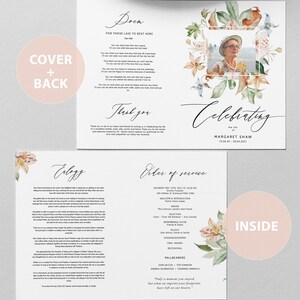 Floral Funeral Program Template, Flowers Funeral Program Template ...