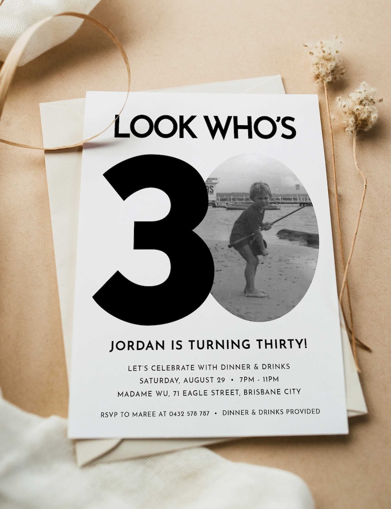 30th Invitation With Photo Look Who's 30 30th Birthday | Etsy Australia