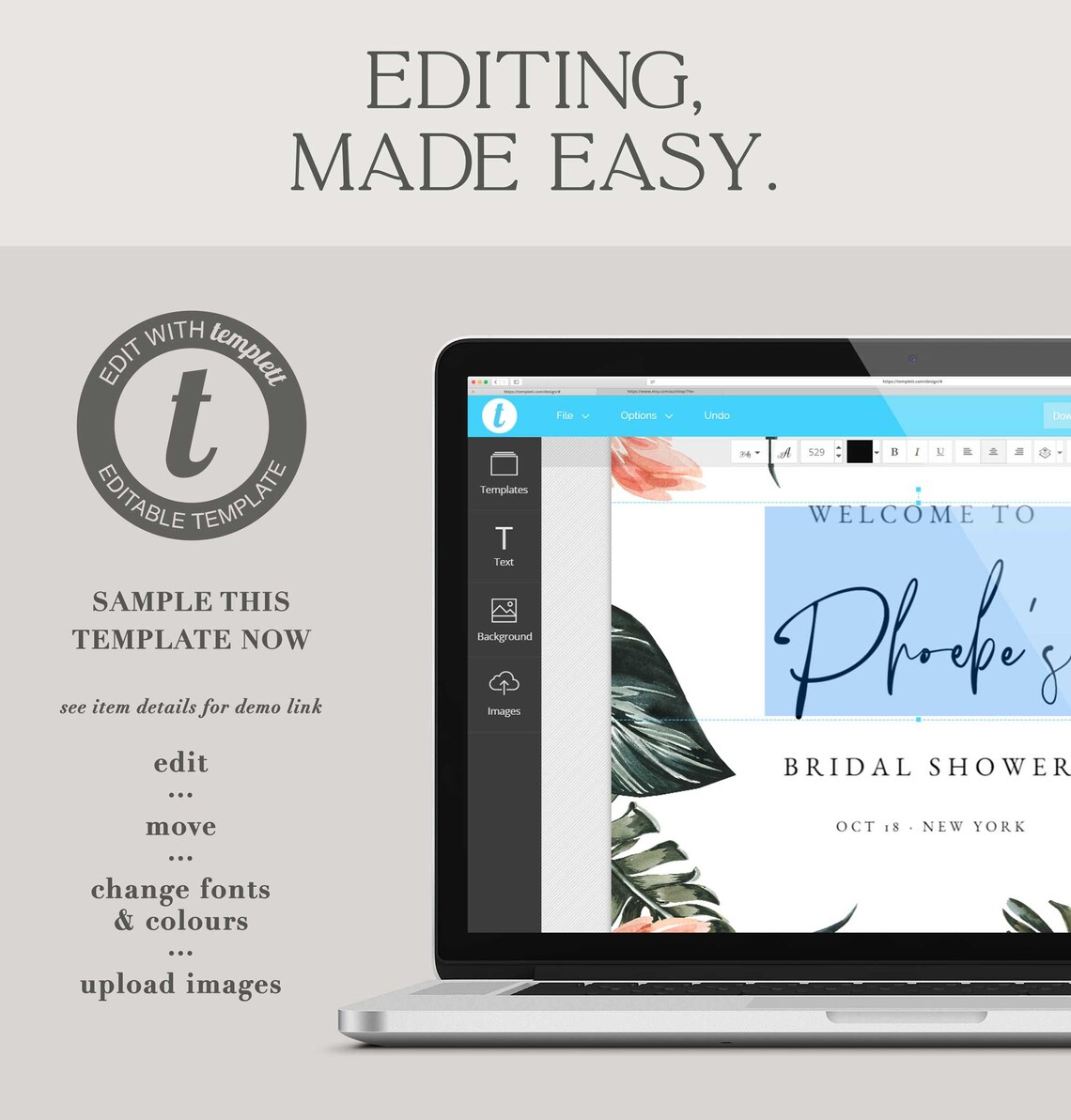 BIMINI Tropical Bridal Shower Welcome Sign Template Beach - Etsy