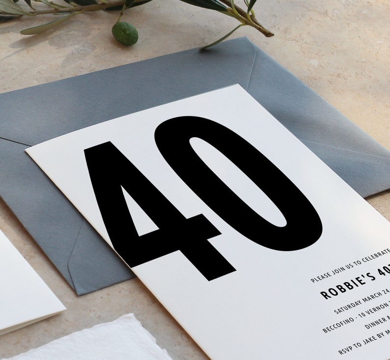 40th Invitation Template for Men Simple 40th Invitations | Etsy