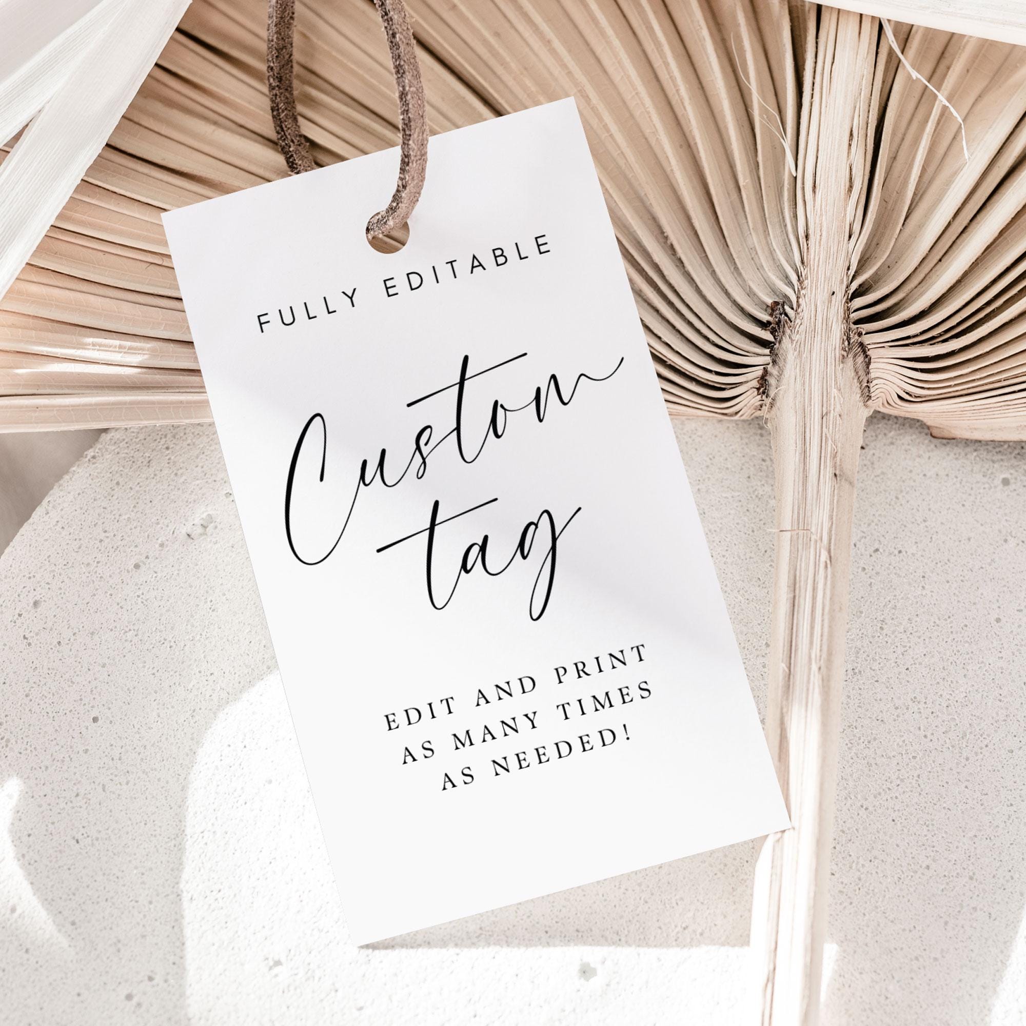 Editable Tags Template, Printable Gift Tag Label, Custom Calligraphy ...