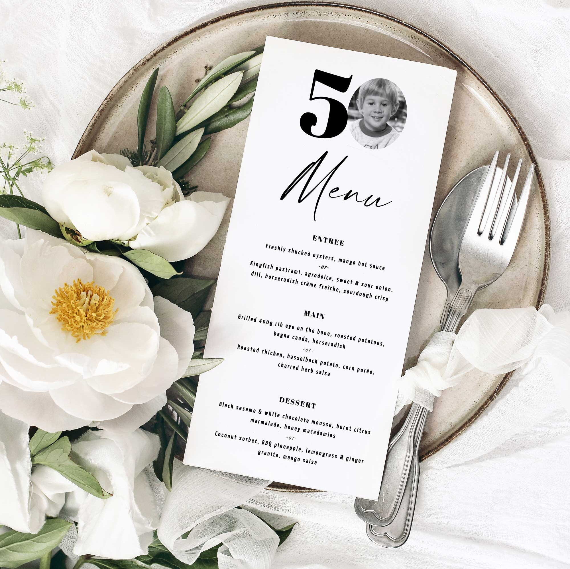 50th Birthday Menu Cards Template, Look Who's 50 Menu, Birthday Dinner ...