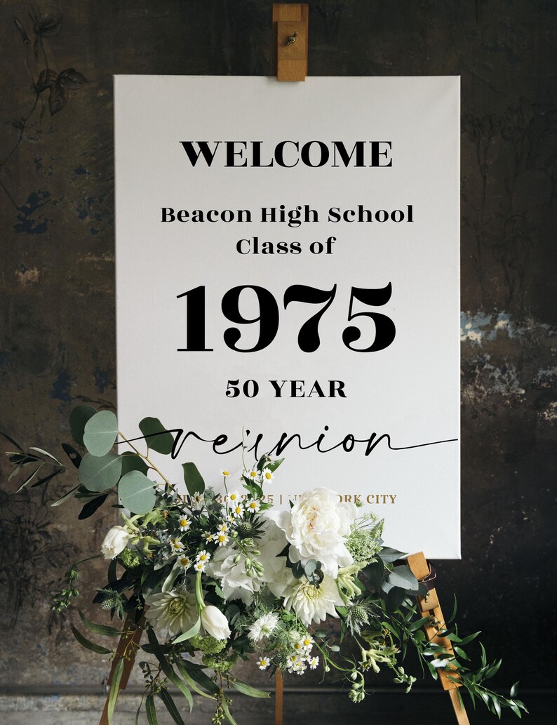 50th Class Reunion Welcome Sign: Minimalist Poster (editable, Digital ...