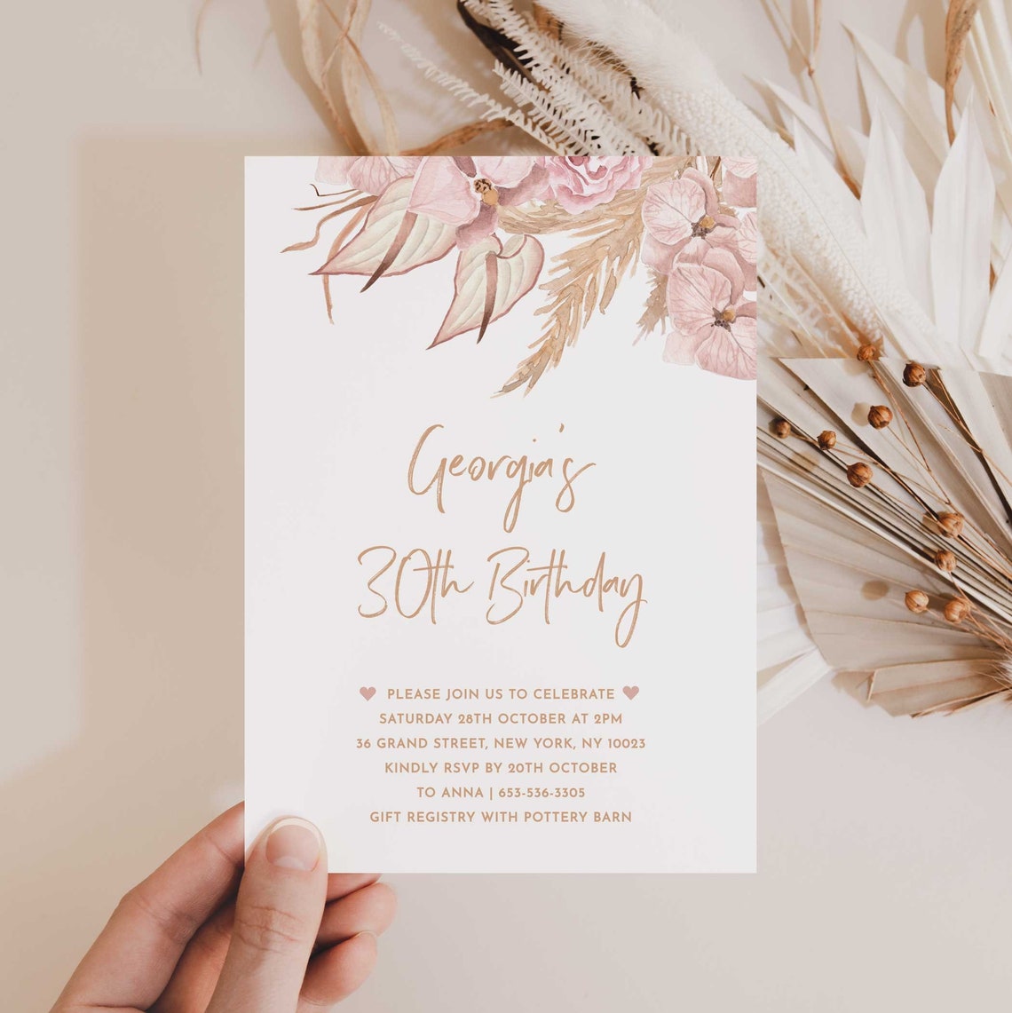 Boho 30th Birthday Invitation Instant Download, Boho Birthday ...