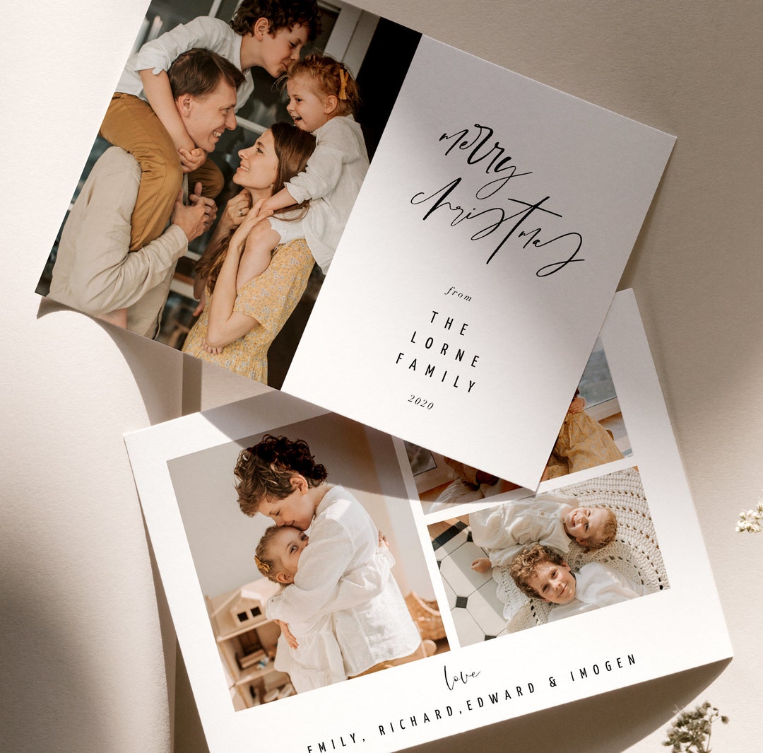 EDITABLE Christmas Cards With Photos, Merry Christmas Photo Template ...