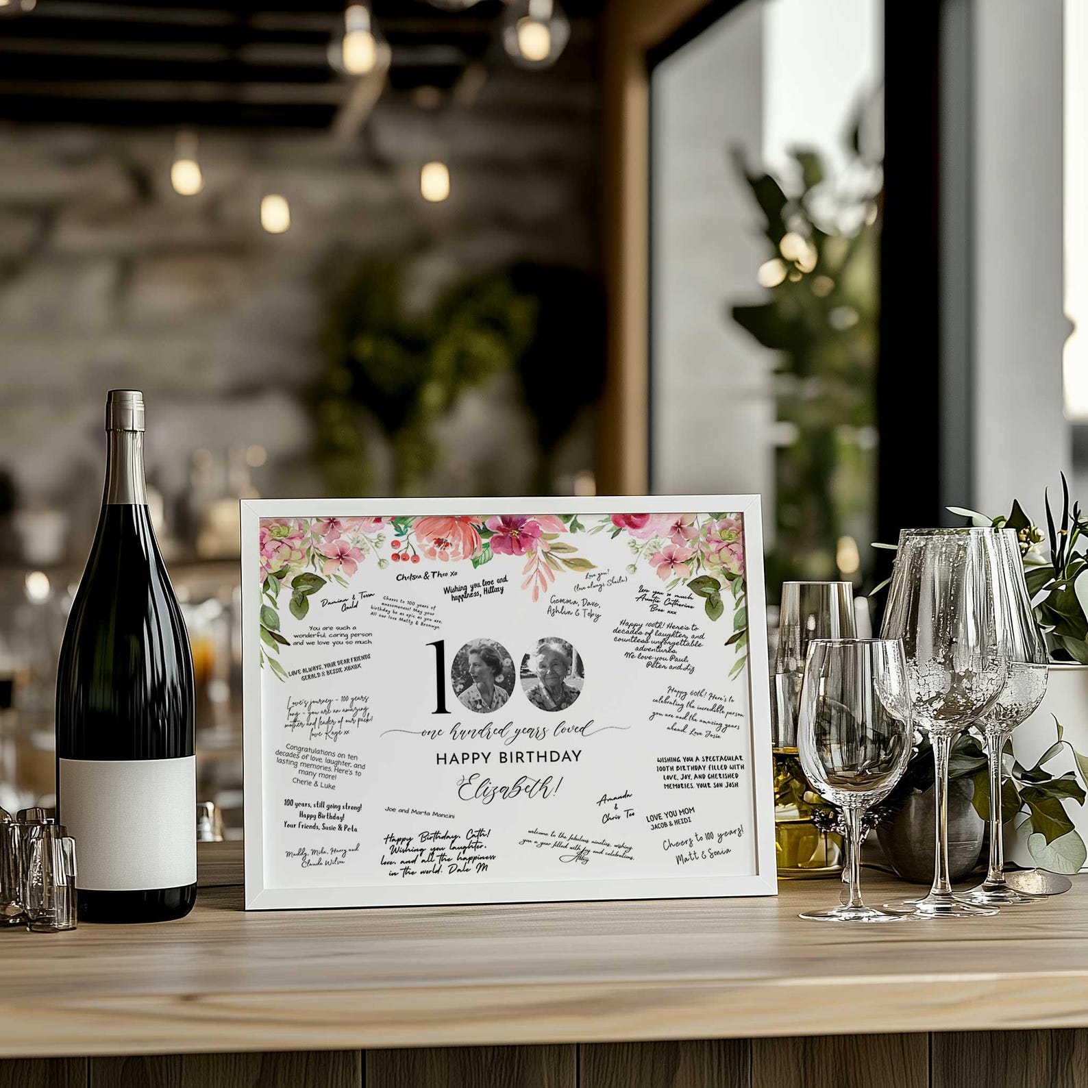 100th Birthday Signature Board Printable, 100th Birthday Photo Sign ...