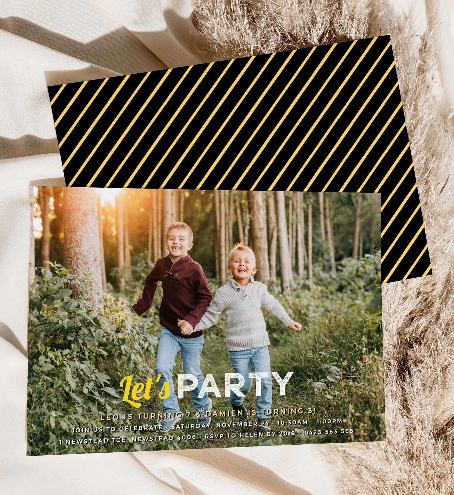Joint Birthday Party Invitation Template With Photo, Brothers Birthday ...