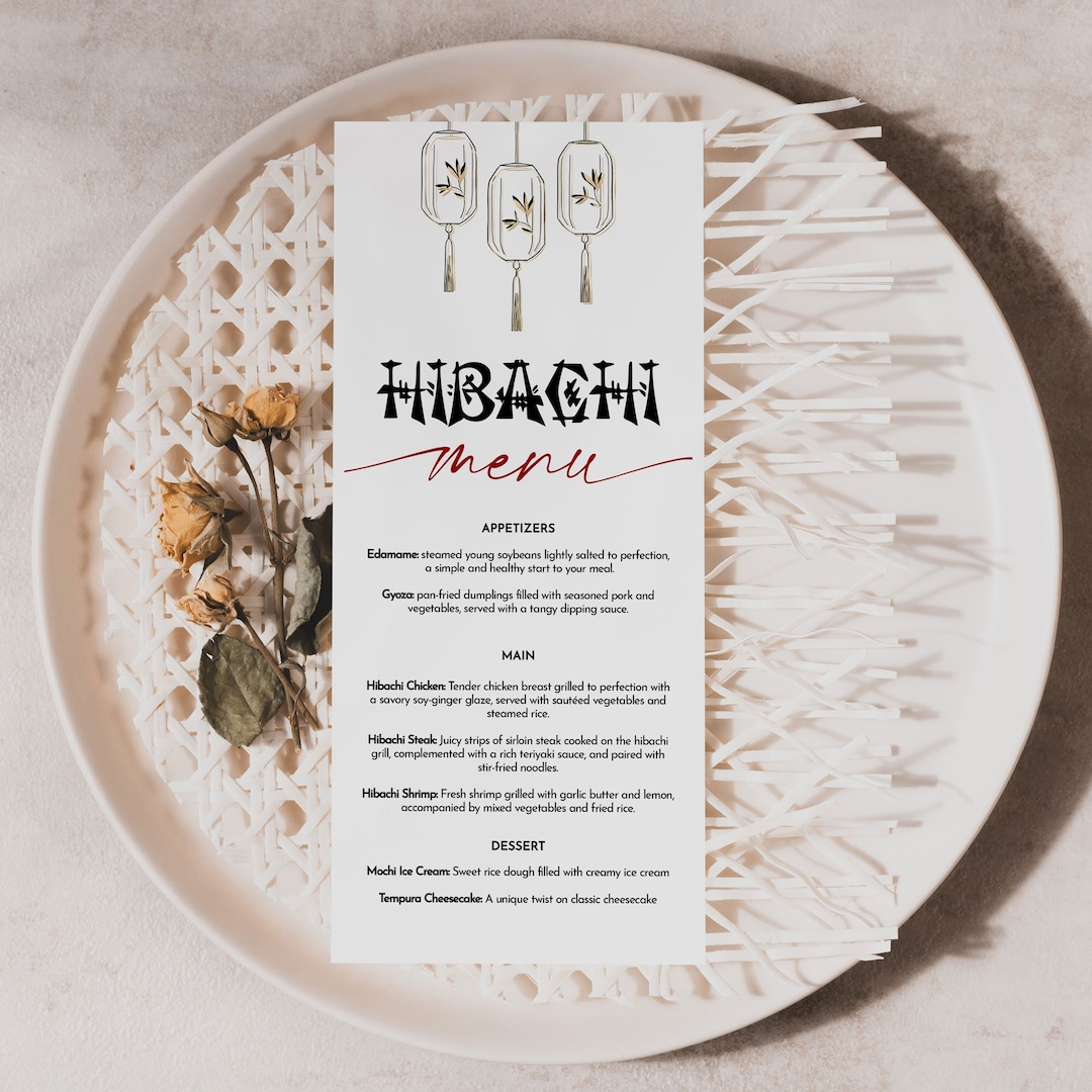 Hibachi Menu Template, Hibachi Dinner Menu, Hibachi Birthday Menu ...