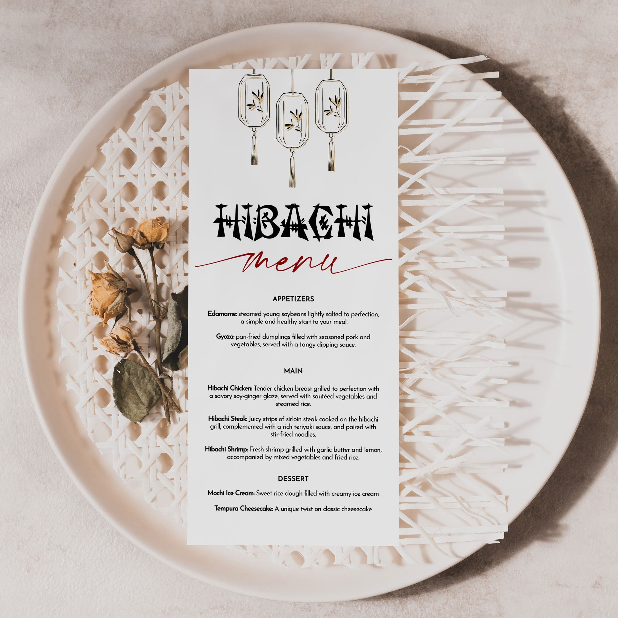 Hibachi Menu Template, Japenese Theme Dinner Menu (canva Editable ...