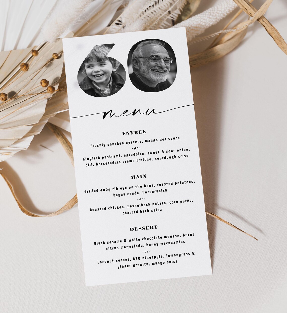 60th Birthday Menu, 60th Menu DL, 60th Birthday Editable Menu Template ...