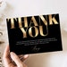 ZARA Printable Thank You Card INSTANT DOWNLOAD, Black and Gold Thank ...