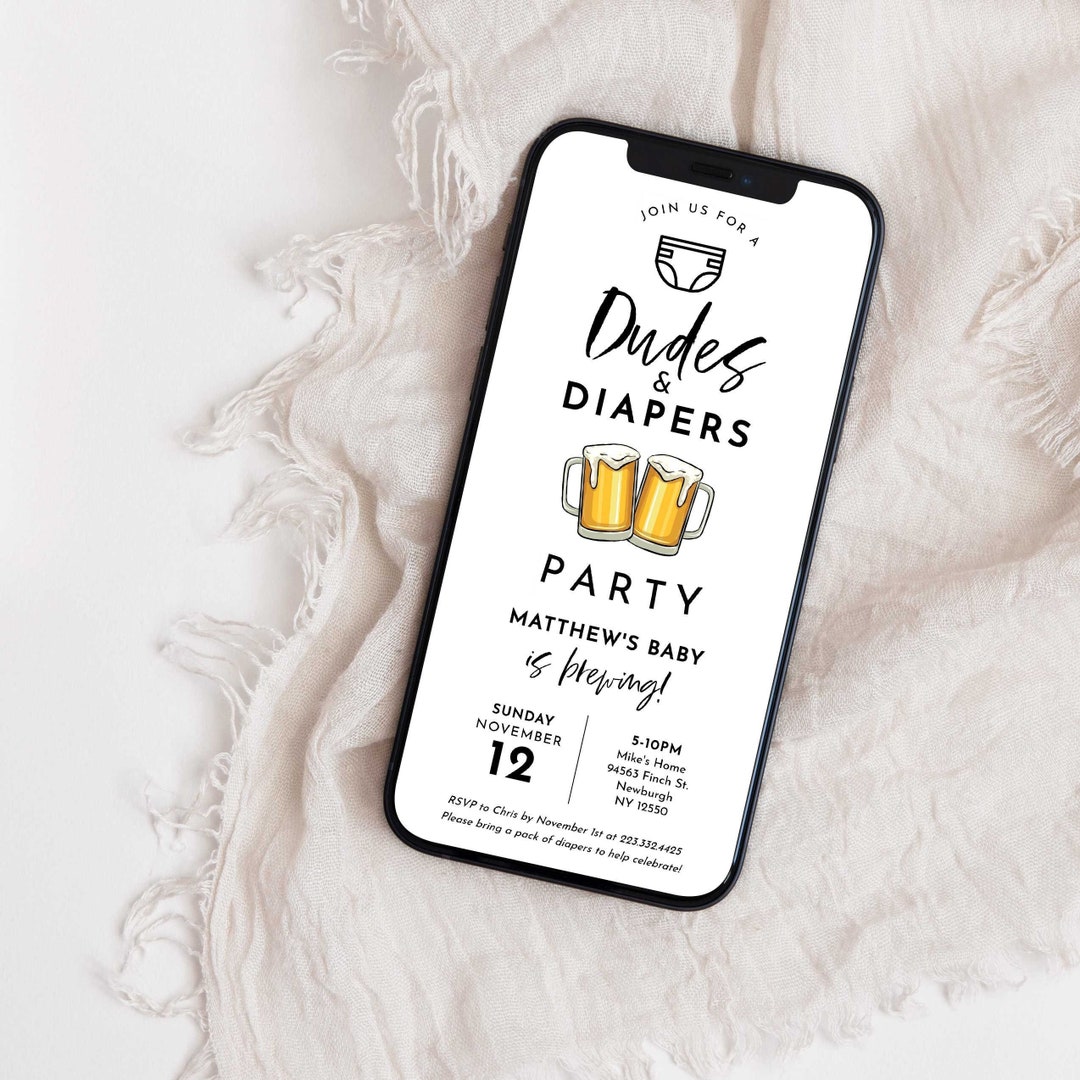 Beer and Diaper Party Baby Shower Evite, Man Shower, Dadchelor Template ...