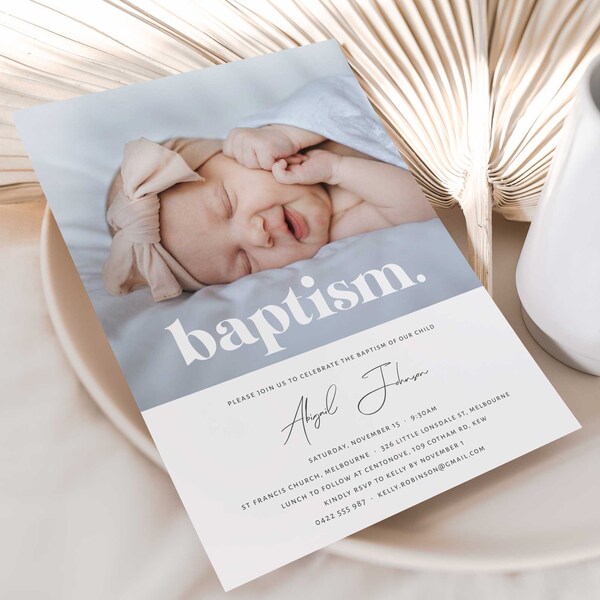 Baptism Photo Invitation - Etsy