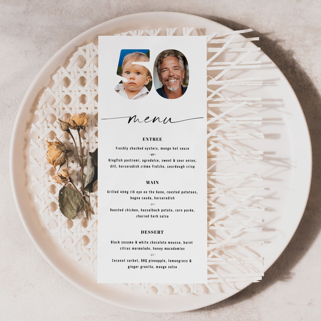 50th Birthday Menu, 50th Menu DL, 50th Birthday Editable Menu Template ...