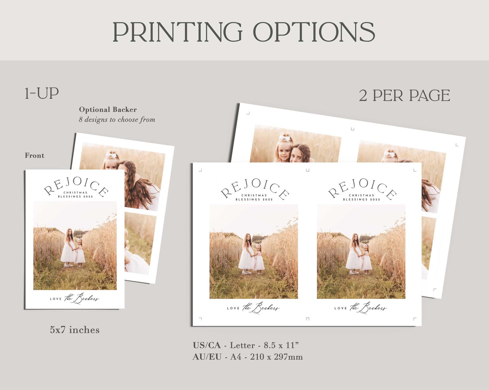 EDITABLE Rejoice Photo Holiday Card, Modern Minimalist Family Christmas ...