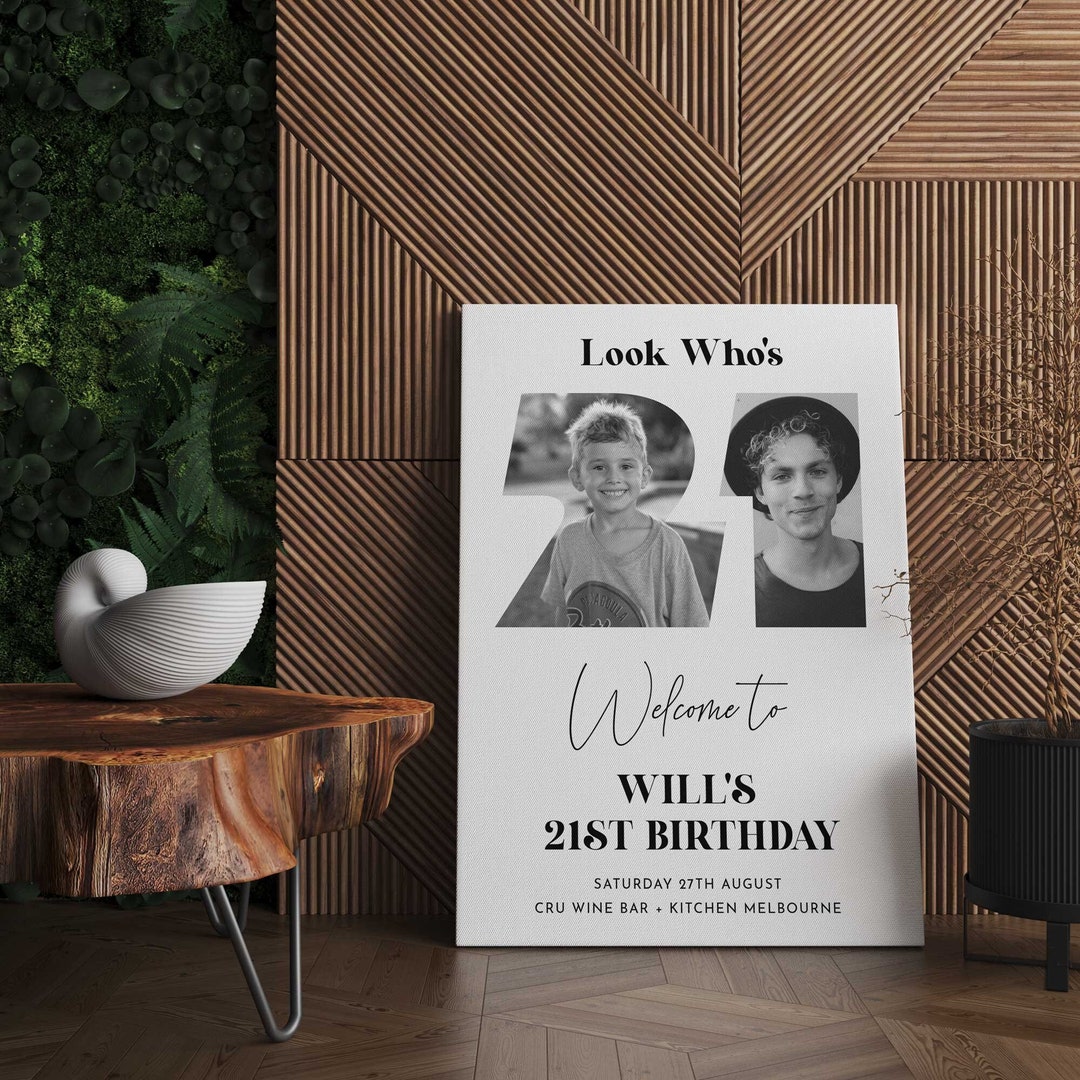 21st Welcome Sign, Look Who's 21 Welcome Sign, 21st Poster With Photo ...