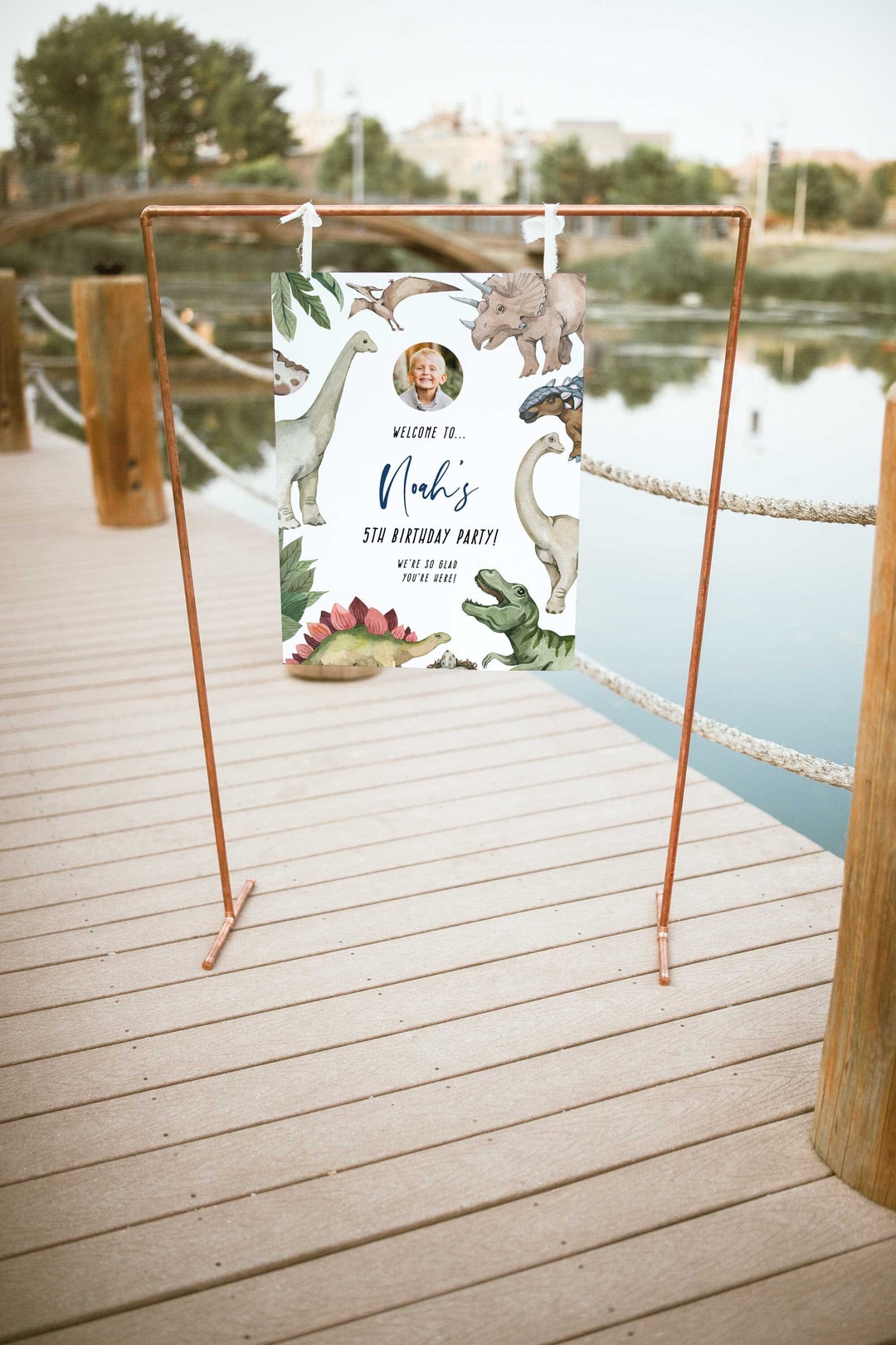 Dinosaur Welcome Sign With Photo, Dinosaur Birthday Welcome Sign, Trex ...