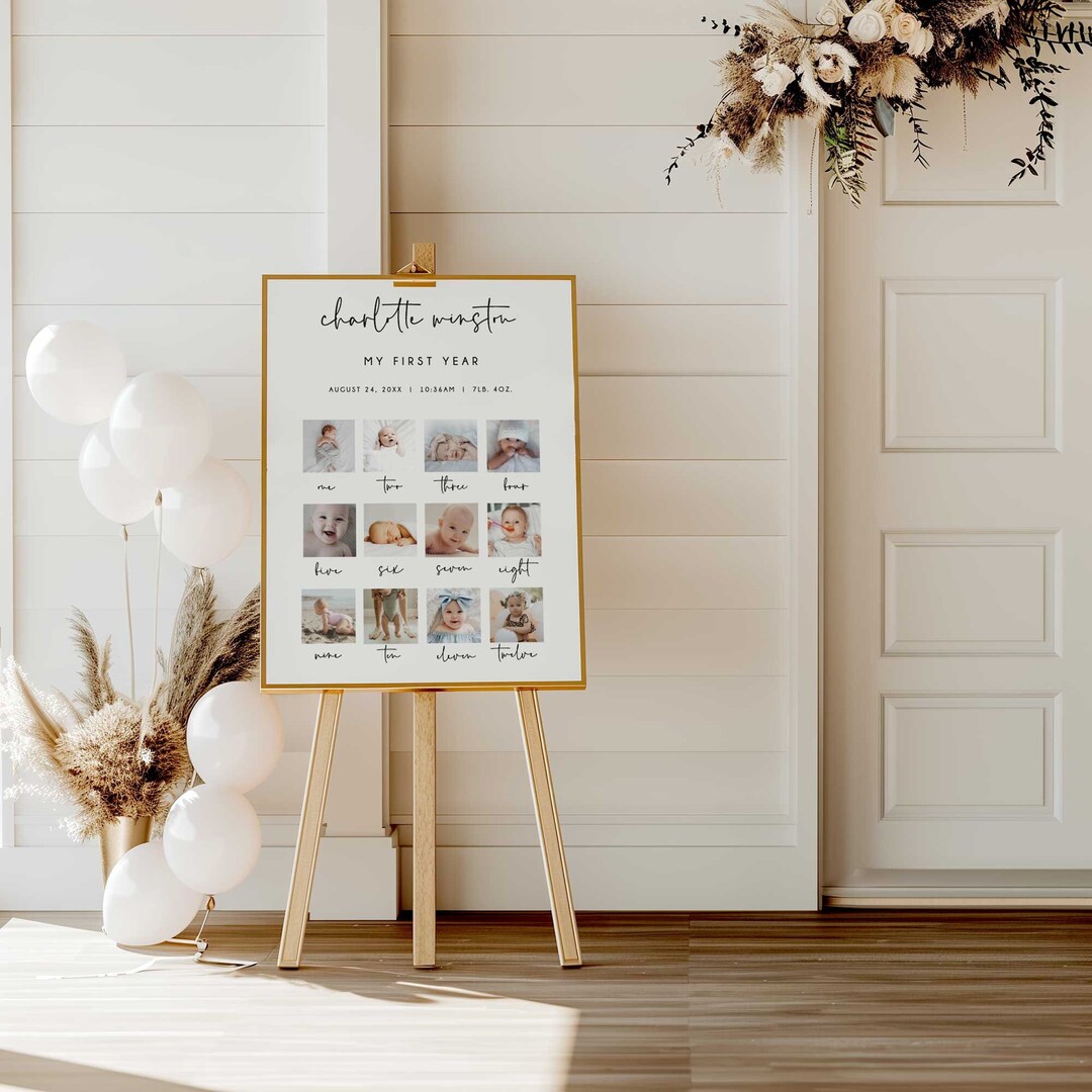 1st Birthday Photo Sign Template | Modern Minimalist Poster | Baby's ...