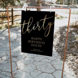 Gold Foil 30th Birthday Welcome Sign, Simple 30th Black and Gold Poster ...