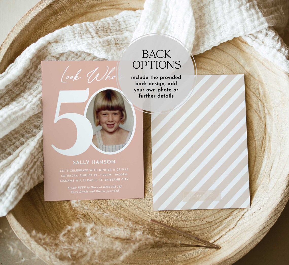 50th Invitation With Photo for Women, Look Who's 50, Female 50th ...