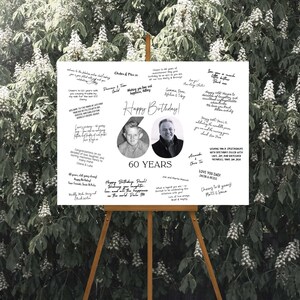 60th Birthday Signature Board Printable, Minimal 60th Birthday Photo ...