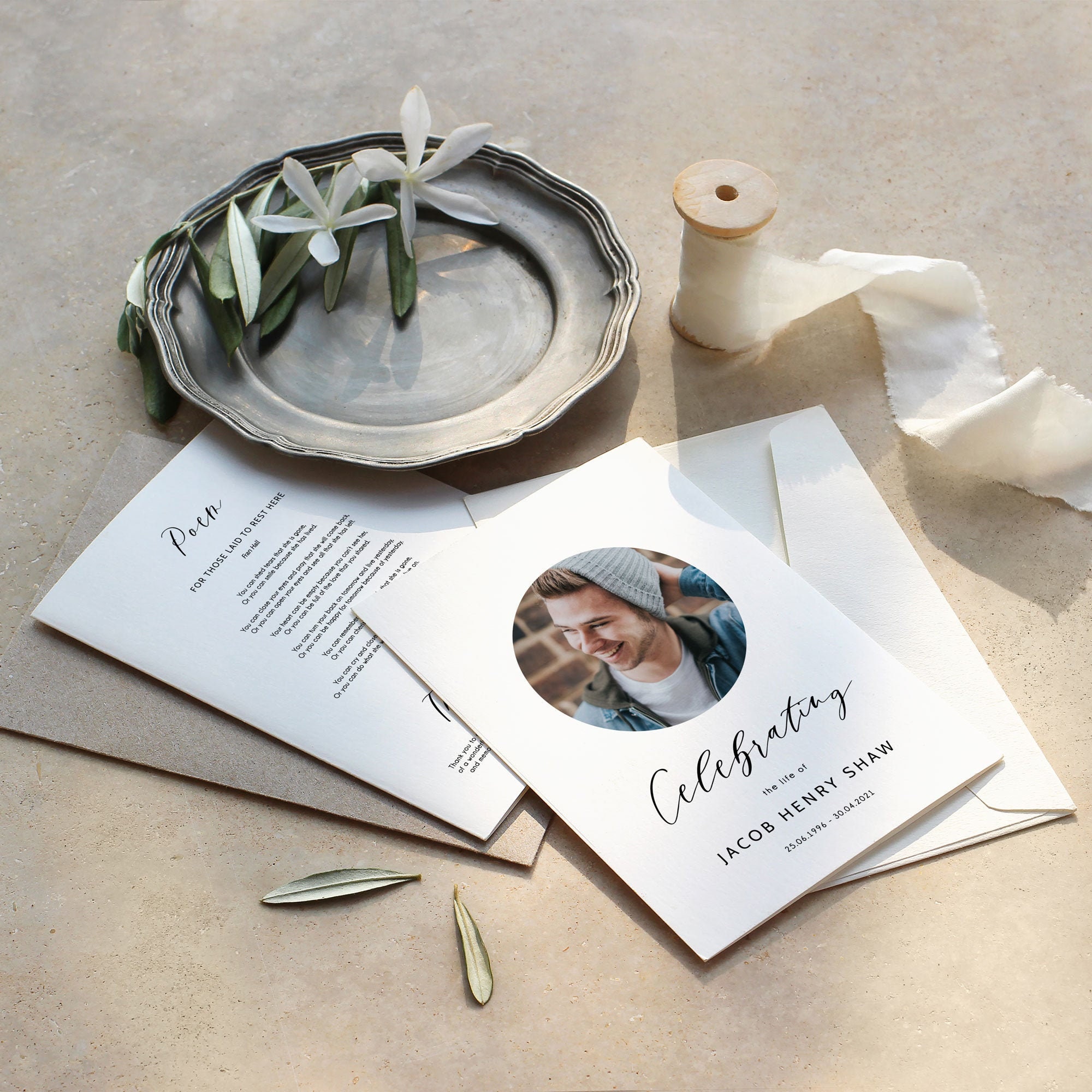 Modern Funeral Program Template, Editable Celebration of Life (digital ...