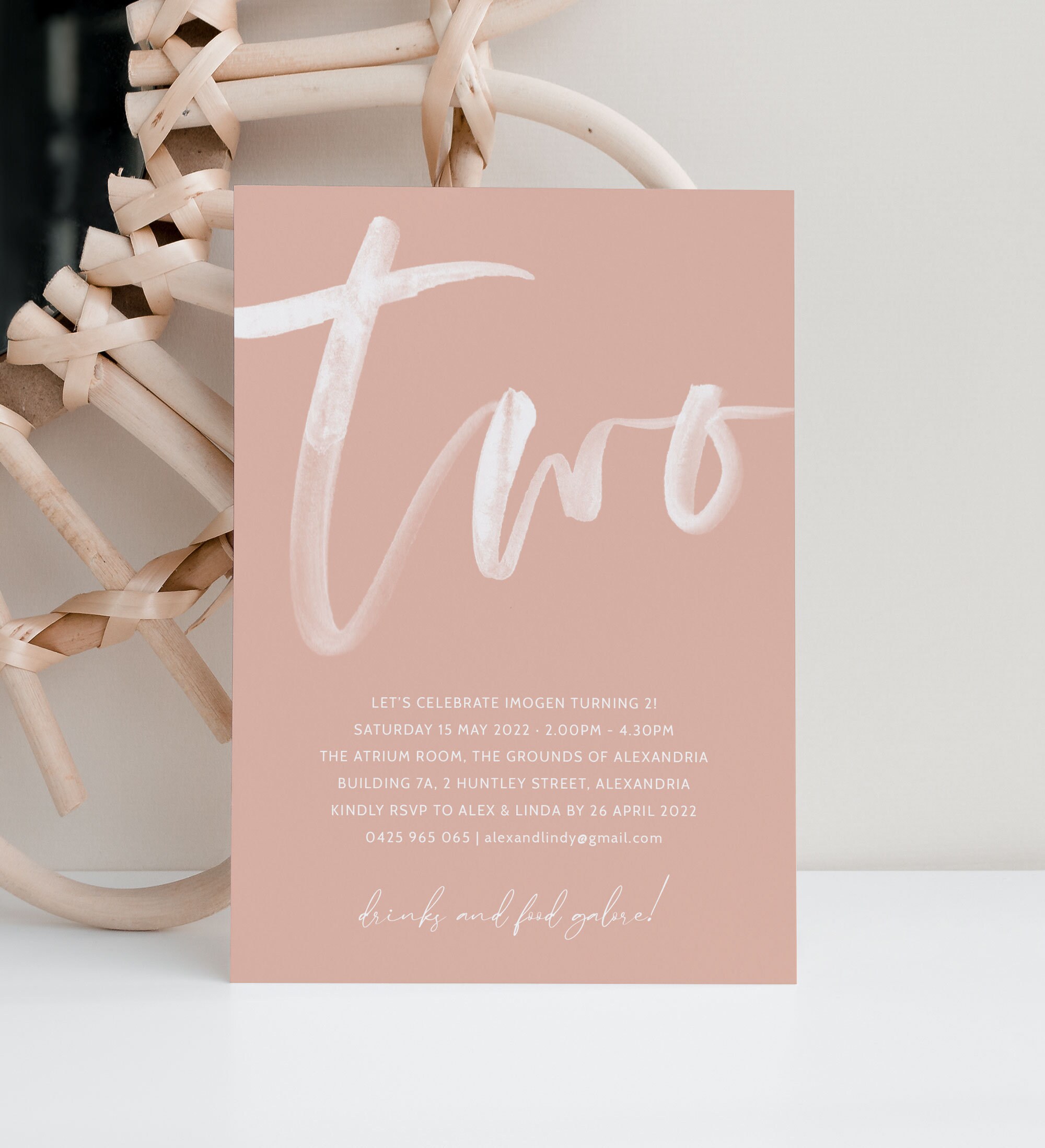 MILA Modern Elegant 2nd Birthday Invite INSTANT DOWNLOAD | Etsy Australia