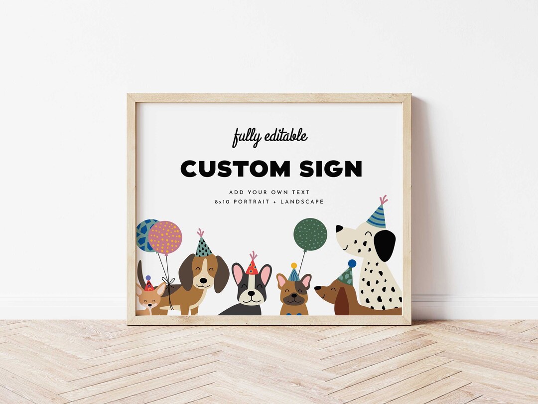 Puppy Birthday Custom Sign, Puppy Pawty, Dog Birthday Sign, Dog 1st ...