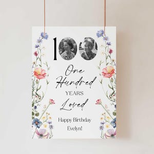 100th Birthday Party Welcome Sign, 100 Years Loved Sign, Centenarian ...