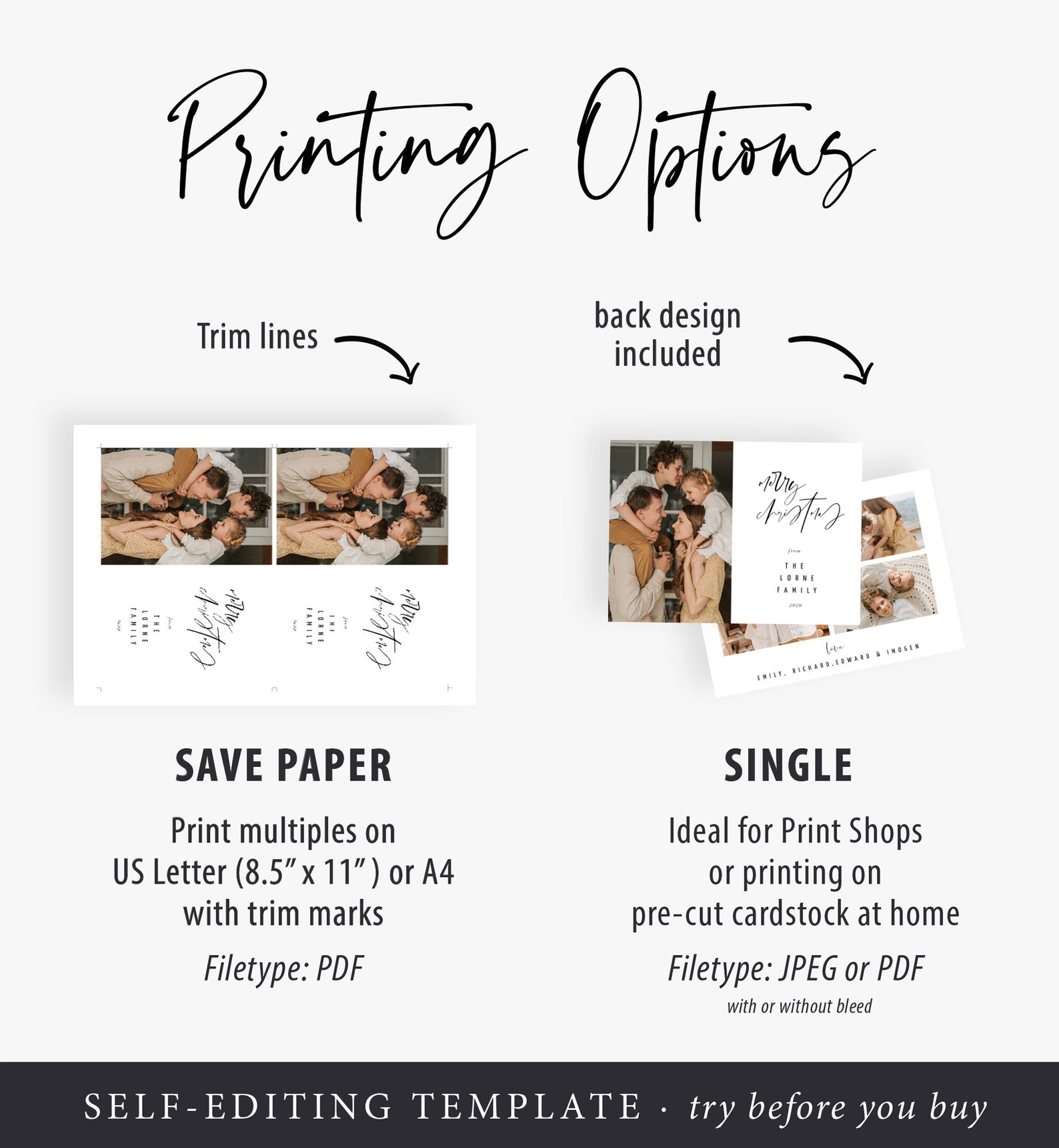 EDITABLE Christmas Cards With Photos Merry Christmas Photo - Etsy