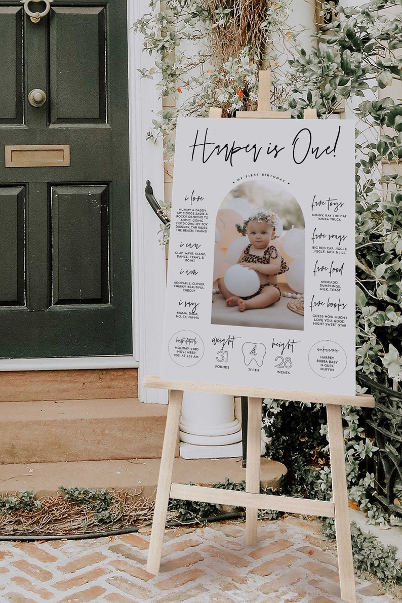 Baby's First Year Milestone Board Template, Fully Editable, Minimal 1st ...