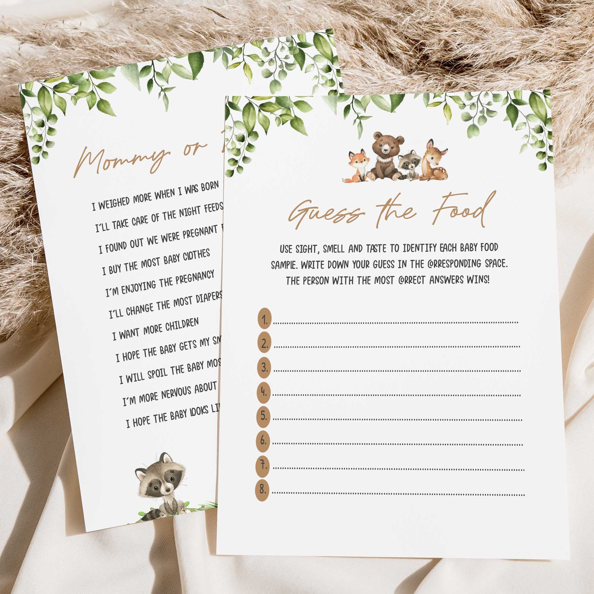 Woodland Baby Shower Games Bundle, Woodland Baby Shower Game, Name the ...