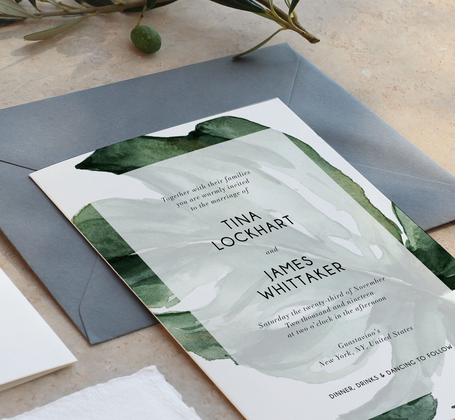 Monstera Wedding Invitation Template, Monstera Deliciosa Wedding ...