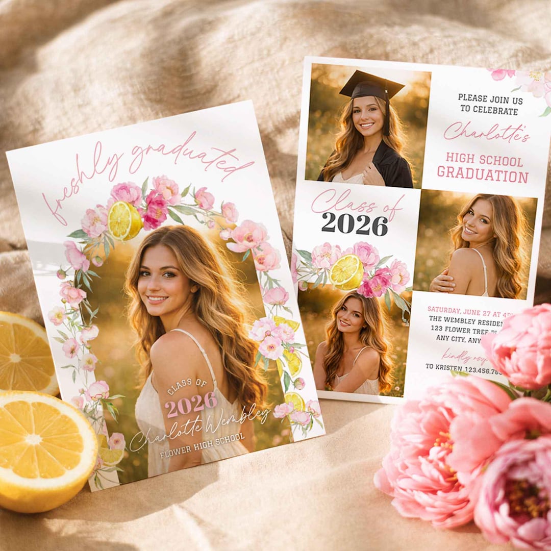 Freshly Graduated Invitation: Canva Template (digital Download) - Etsy